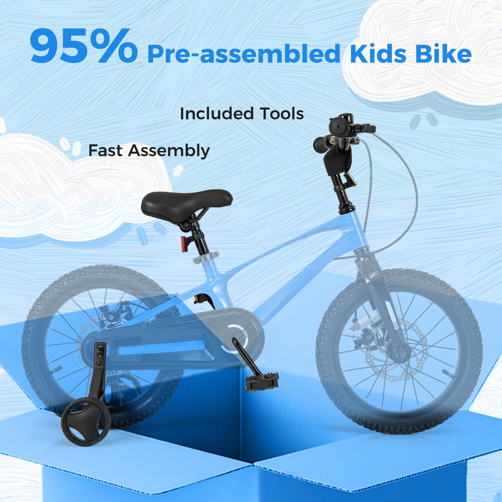 Dual Disc Brake Bicycle BABY JOY 16 Inch Kids Bike - Lightweight Alloy ...