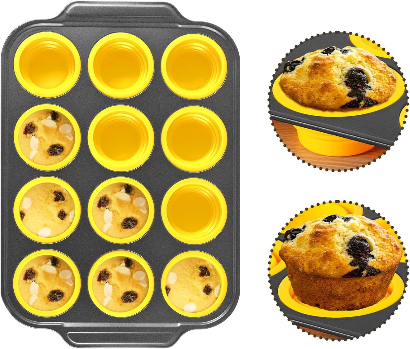 Amazon.com: MecTo Silicone Muffin Pan, 2024 New Metal Frame Muffin Tin ...