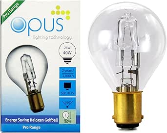 10 x Opus 28w = 40w Golf Ball SBC B15 Small Bayonet Cap Long Life Clear ...