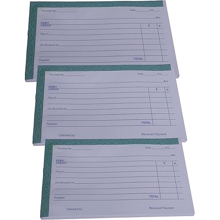 Debit/Credit Perforated Voucher Book | 18.5 × 10.5 cm 50 Sheets (Pack ...