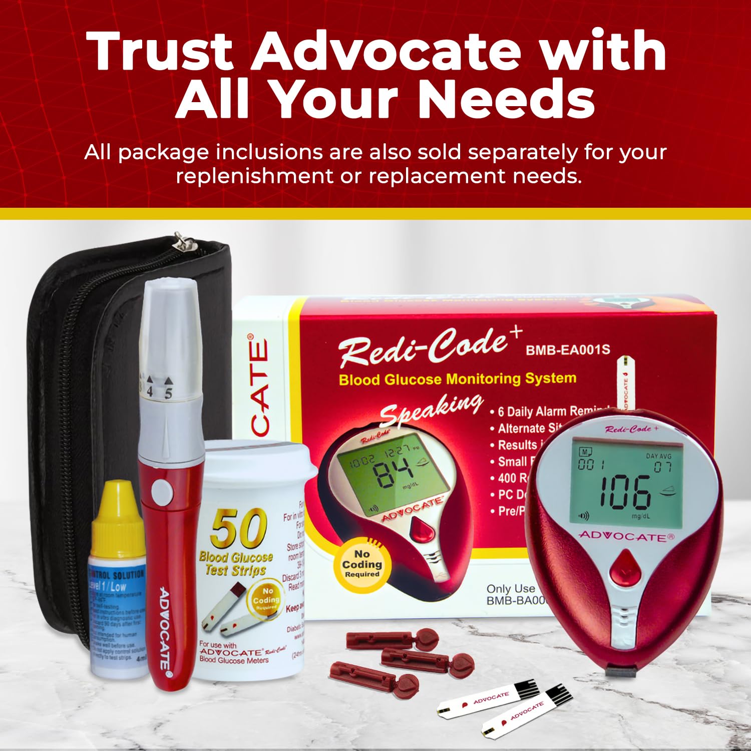 Advocate Kit de monitor de glucosa en sangre para hablar Redi-Code (kit ...