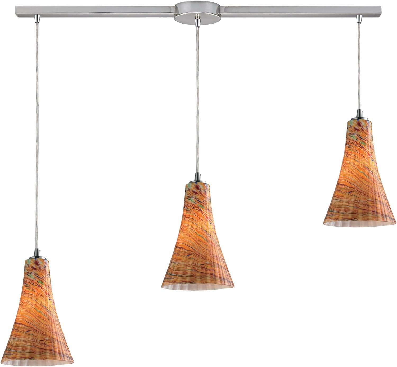 Elk 10221/3L-AMF Cadence 3-Light Mini Pendant with Amber Flow Glass ...