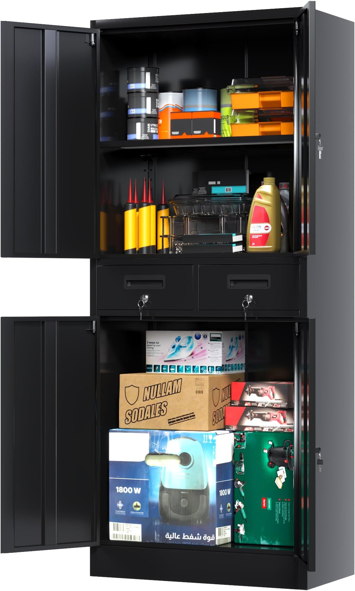 Amazon.com: LOCENHU Garage Cabinet with Locking Doors,Tool Storage ...