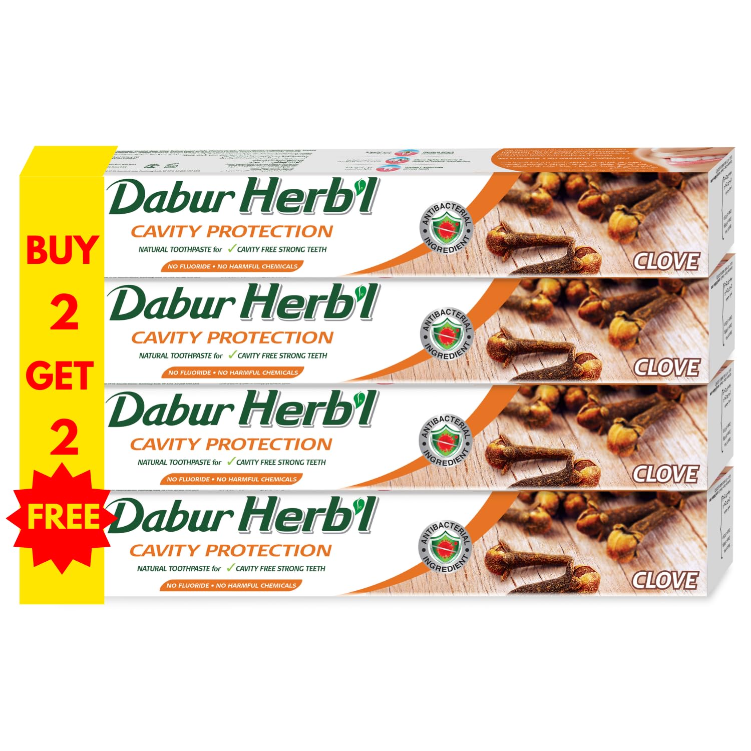 Dabur Herbl Cavity Protection Clove Toothpaste 4x100g | Enriched with ...