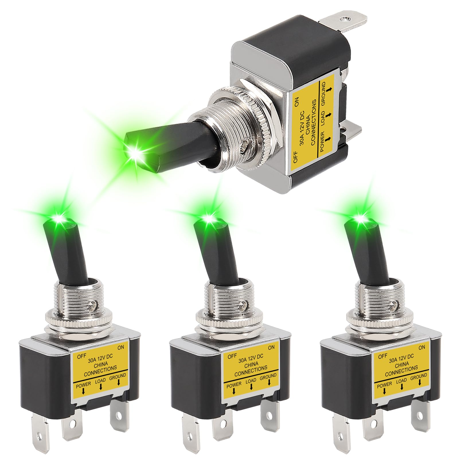 Snapklik.com : 4PCS Green LED Toggle Switch 30 Amp 12 Volt Toggle ...