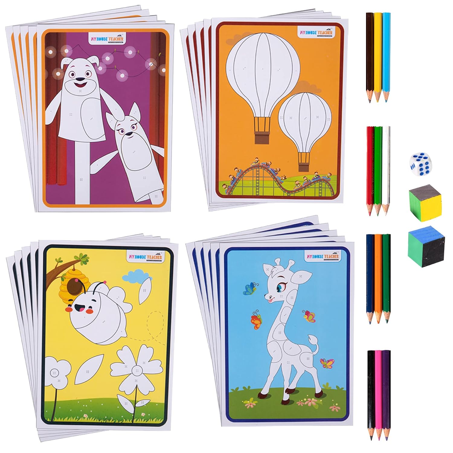 MY HOUSE TEACHER Play & Color Set for Kids with Coloring Sheets ...