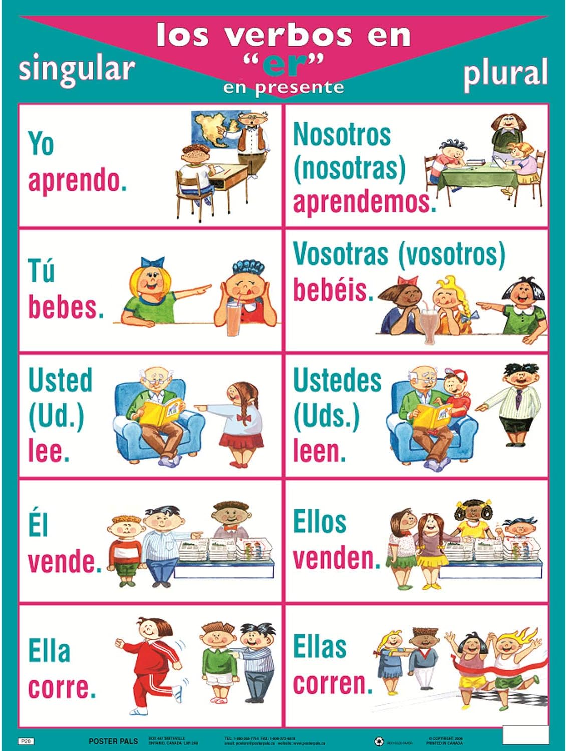 Poster Pals Carteles de verbo para enseñanza de idiomas y educación en ...