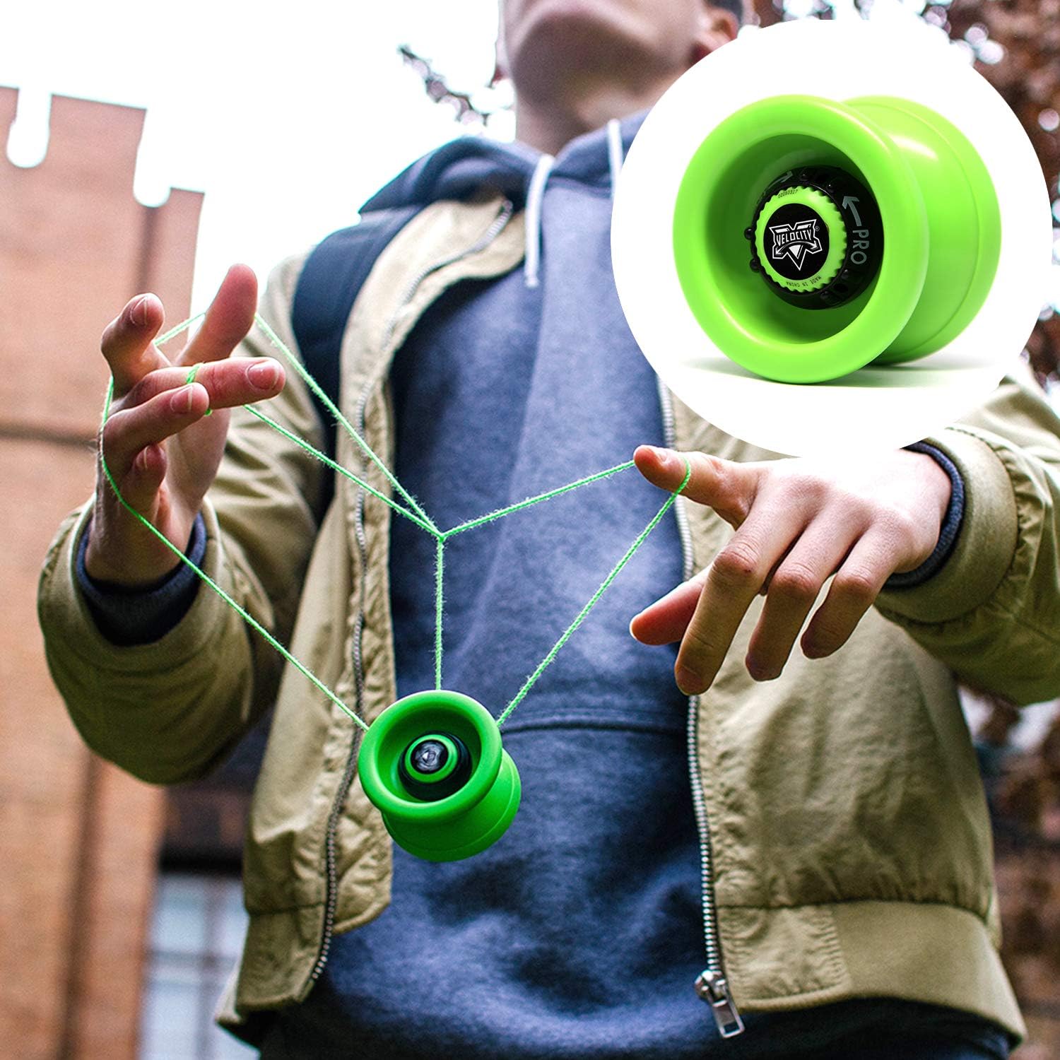 Amazon.com: YoYoFactory Velocity Yo-Yo - Green (Modern Spinning yoyo ...