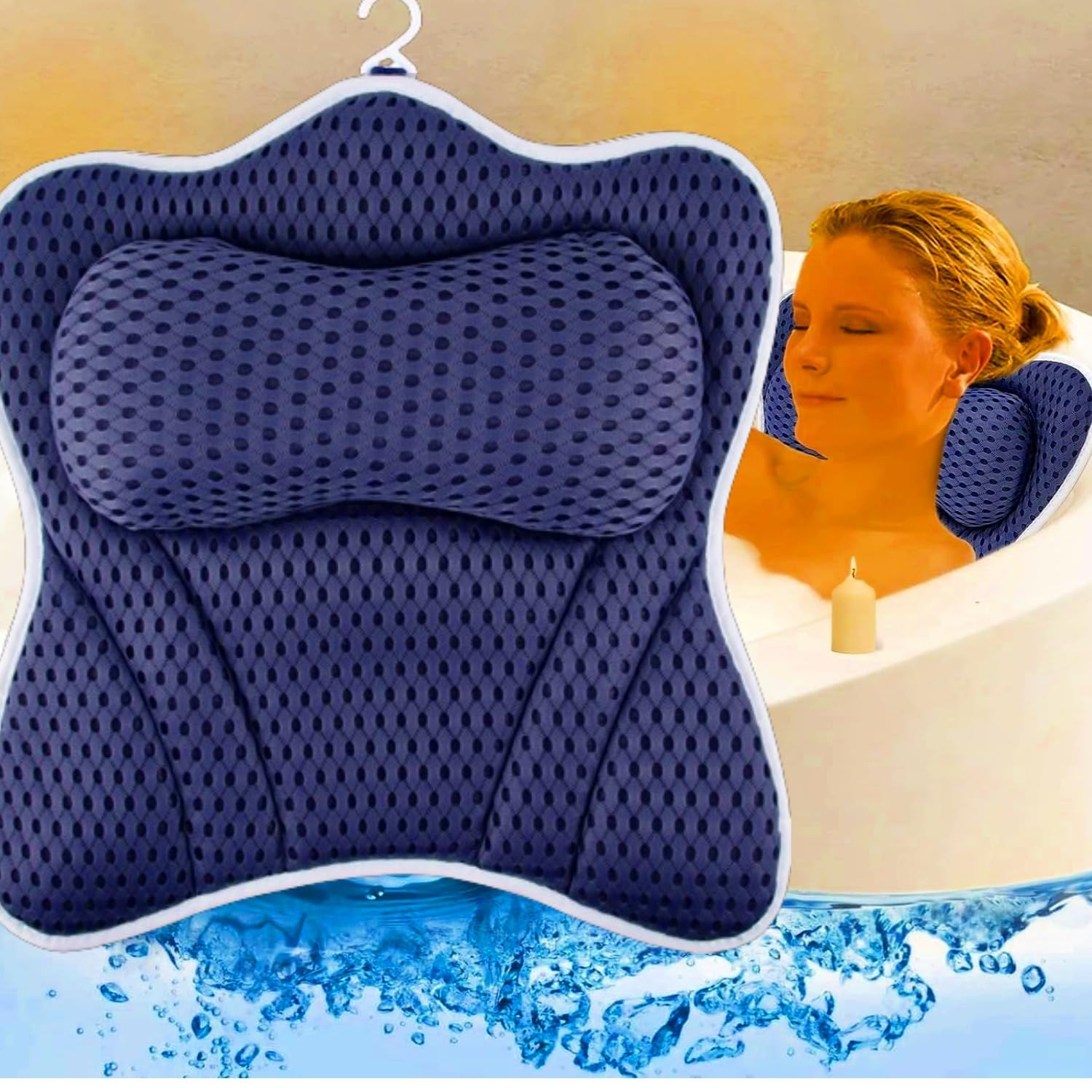 Coussin de Bain, Oreiller de Bain pour Baignoire, avec 6 Ventouses ...