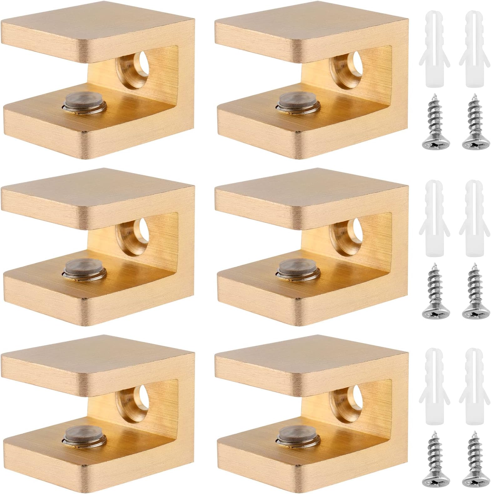 Amazon.com: AWEN 4 Pcs Adjustable Glass Shelf Brackets, Solid Brass ...