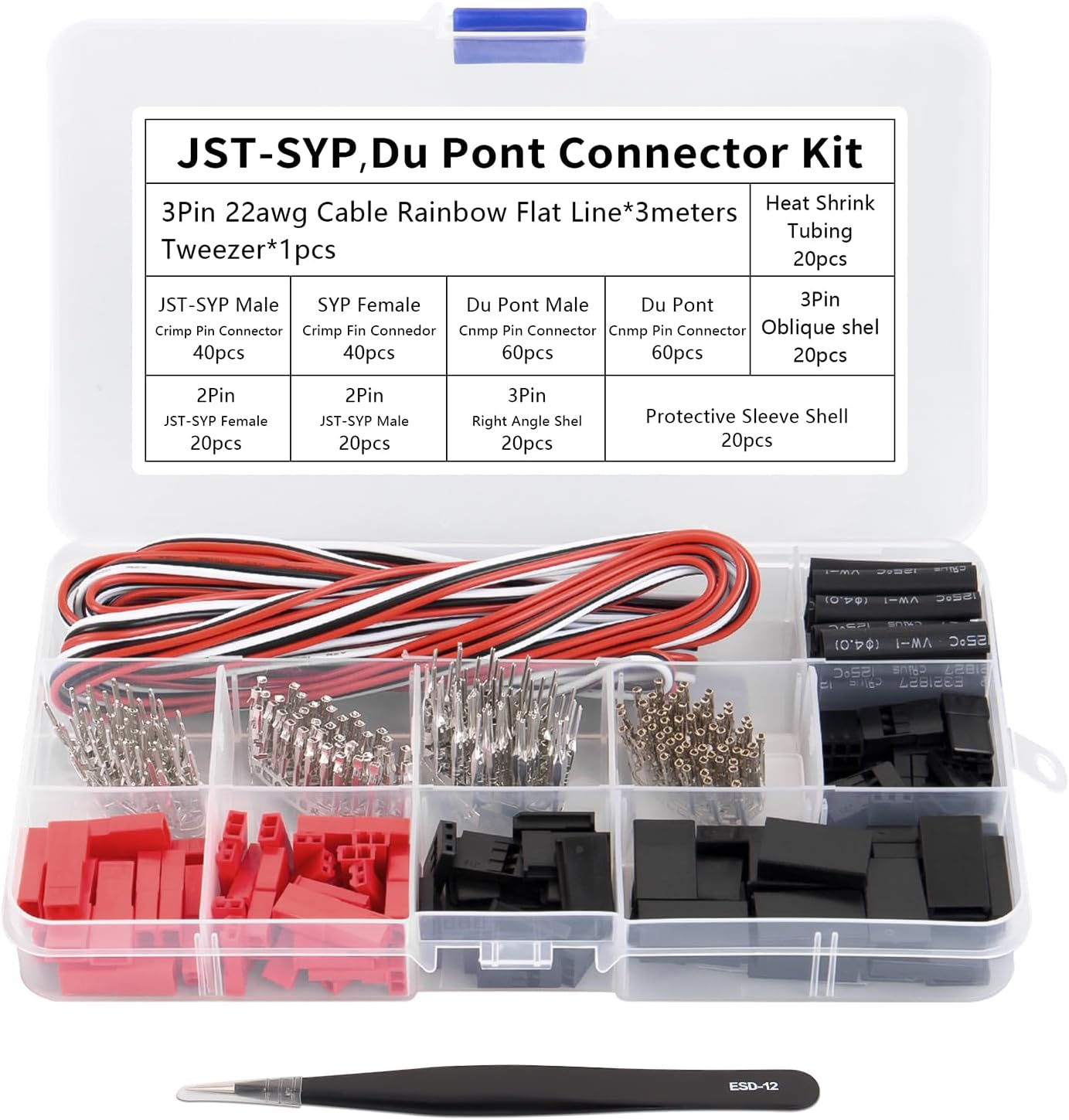Amazon.com: GUEEYUAW 40 Sets JST Servo Connector Kit, Male/Female Plug ...