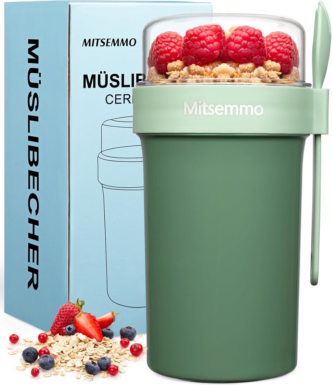 Mitsemmo Cereal Cup On The Go,760ml+230ml Breakfast Pots to Go,Yogurt ...