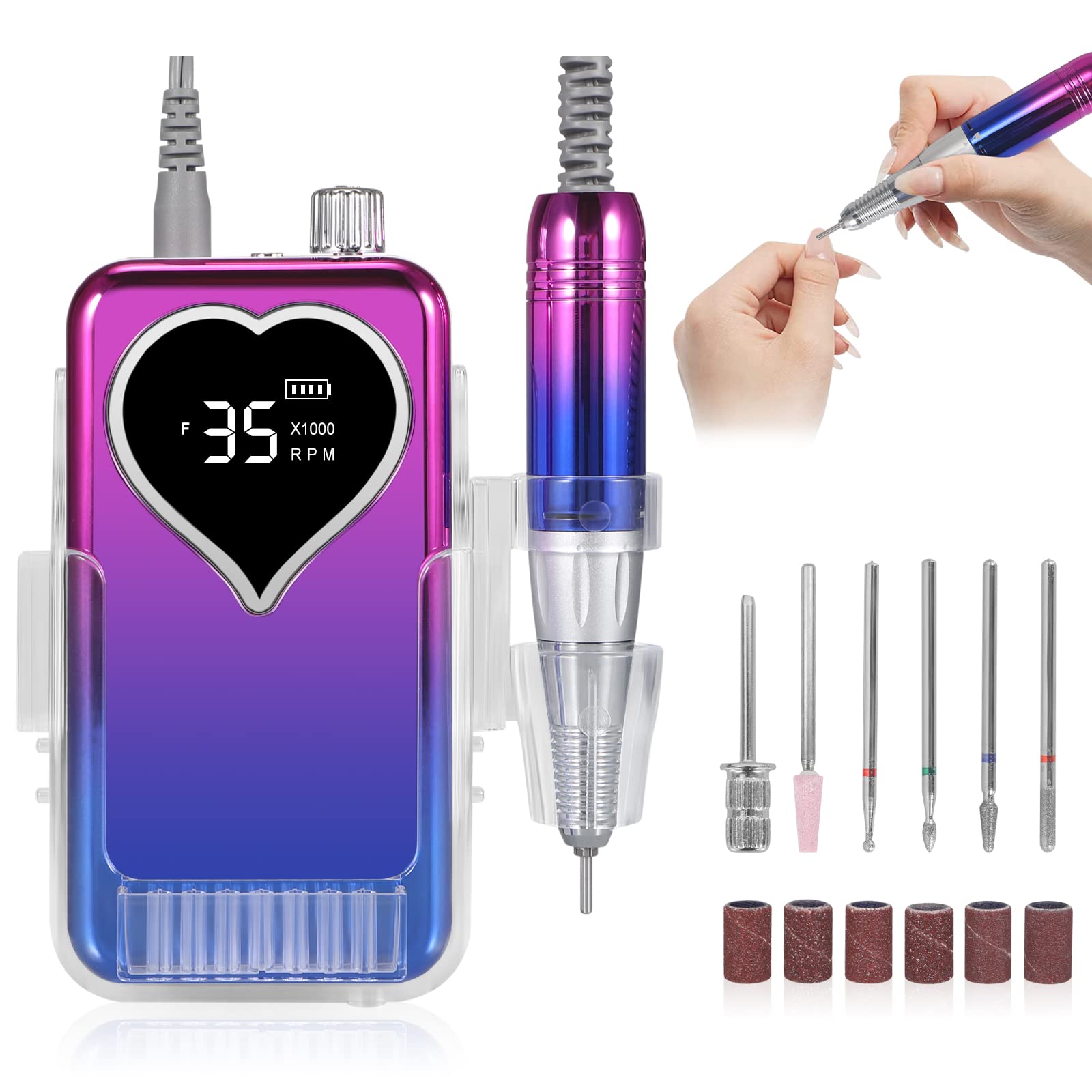 Amazon.com: Electric Nail Drill Machine Professional Nail Drill 35000 ...
