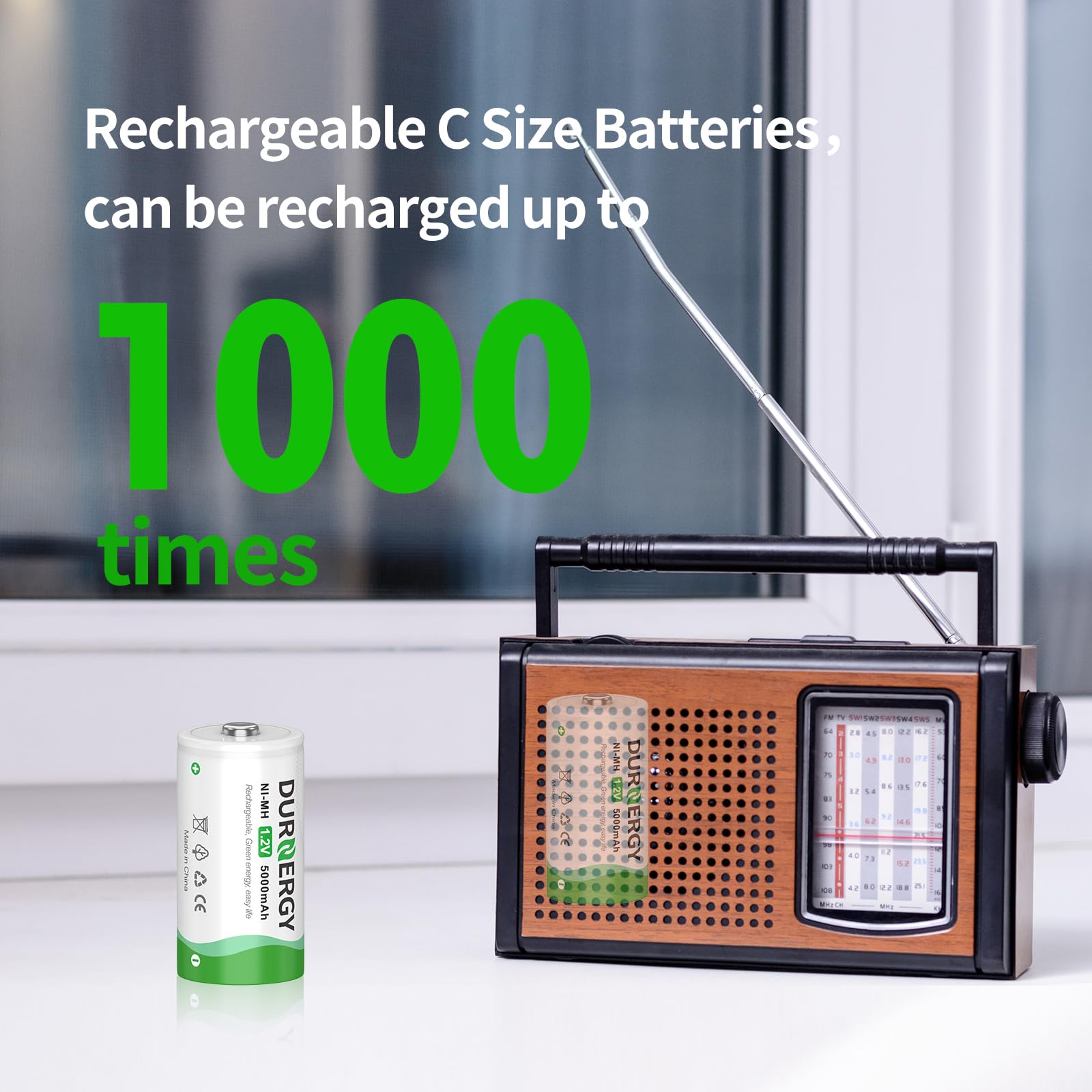 Snapklik.com : Rechargeable C Batteries 8 Pack, NiMH C Cell Batteries ...