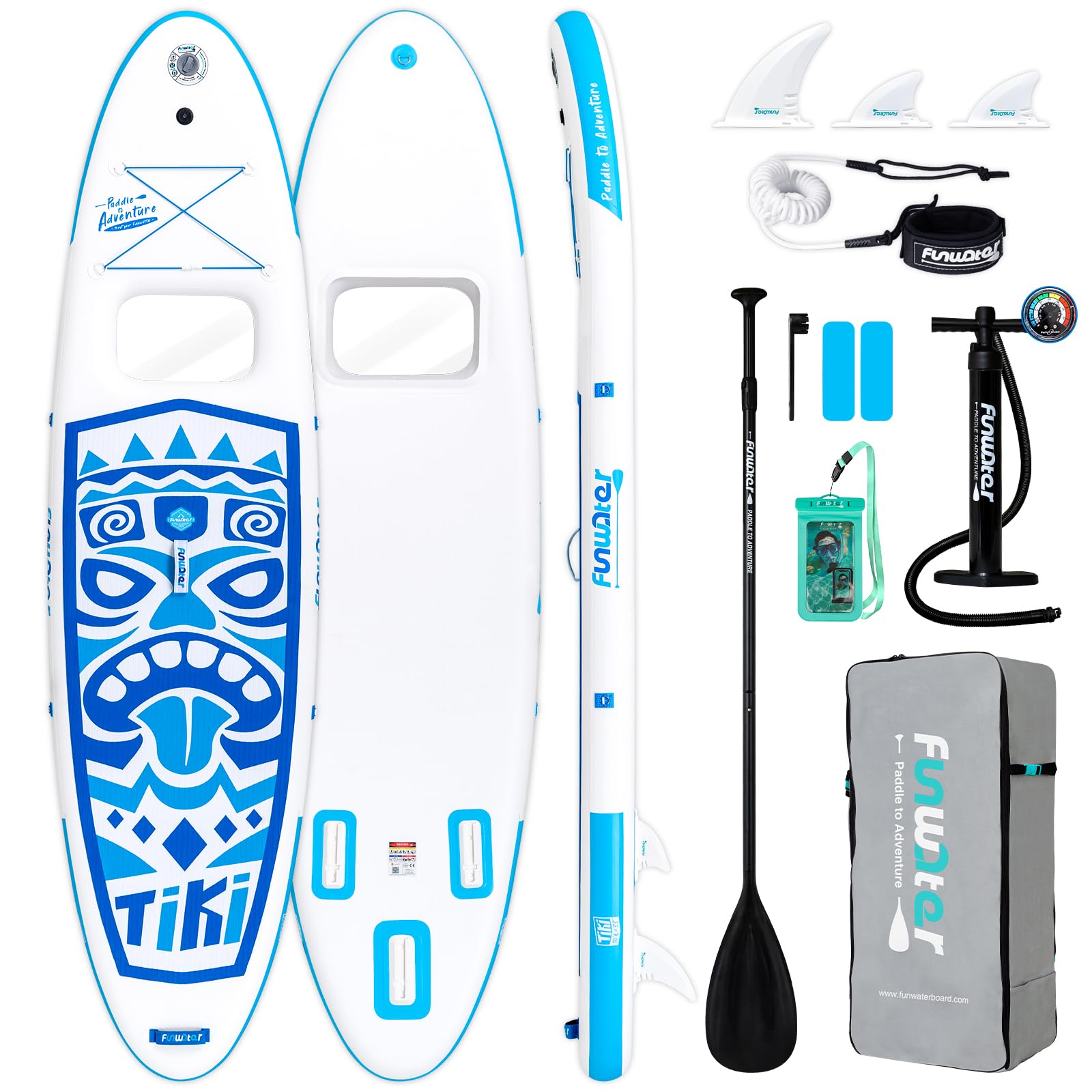 Snapklik.com : FunWater Stand UP Inflatable Paddle Board 106”X33”X6 ...