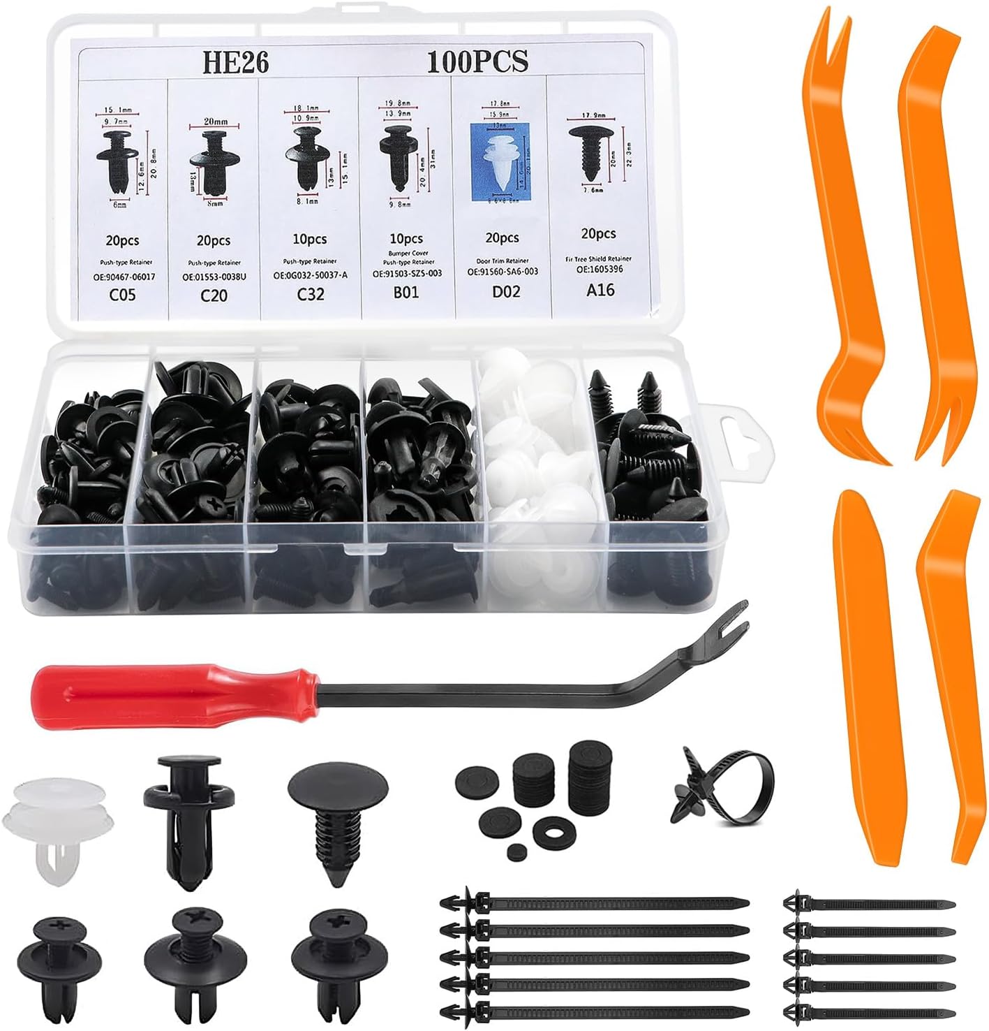 Auto Befestigungsclips Set - 6 verschiedene Arten von ...