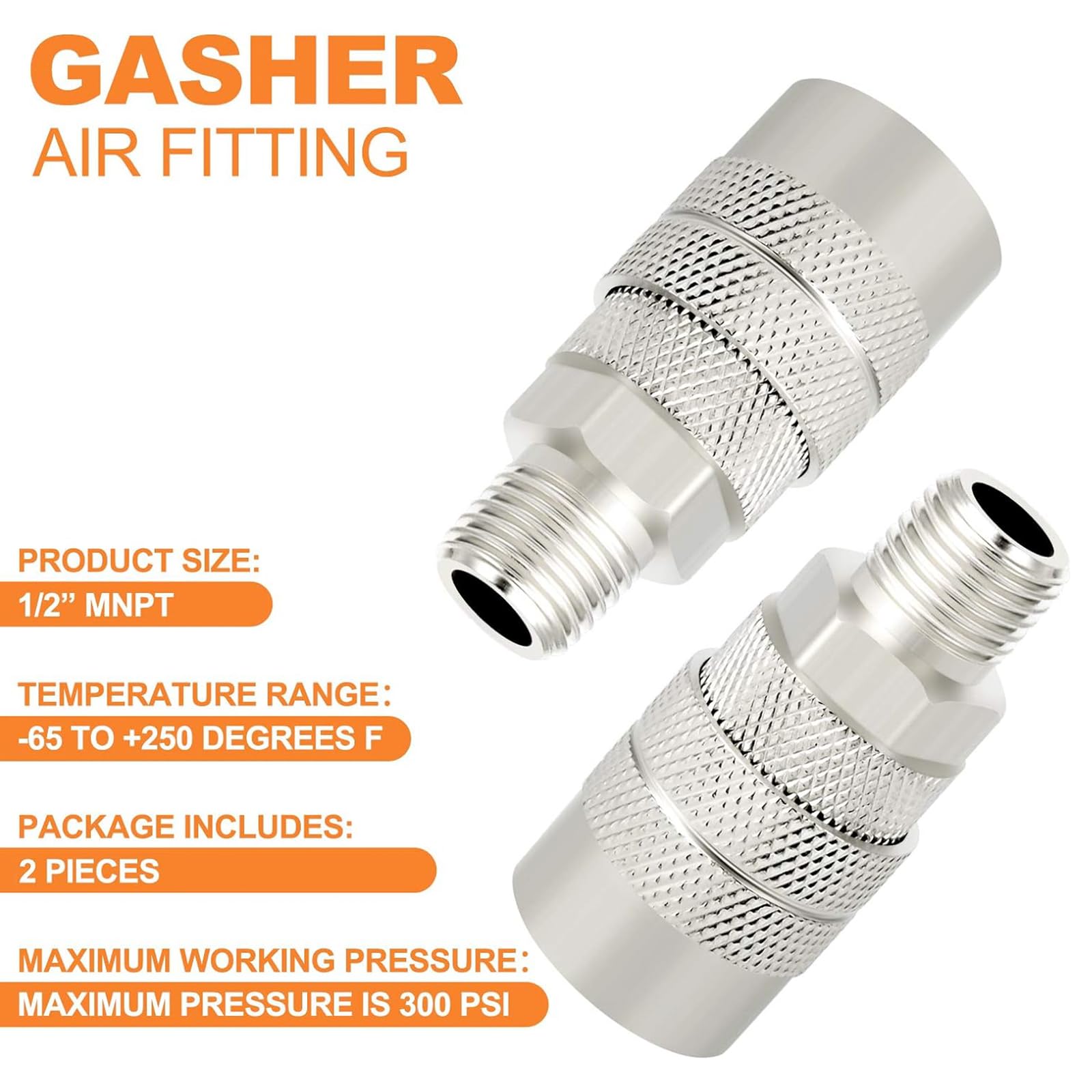 Snapklik.com : GASHER 2PCS 1/2-Inch Male Industrial Coupler