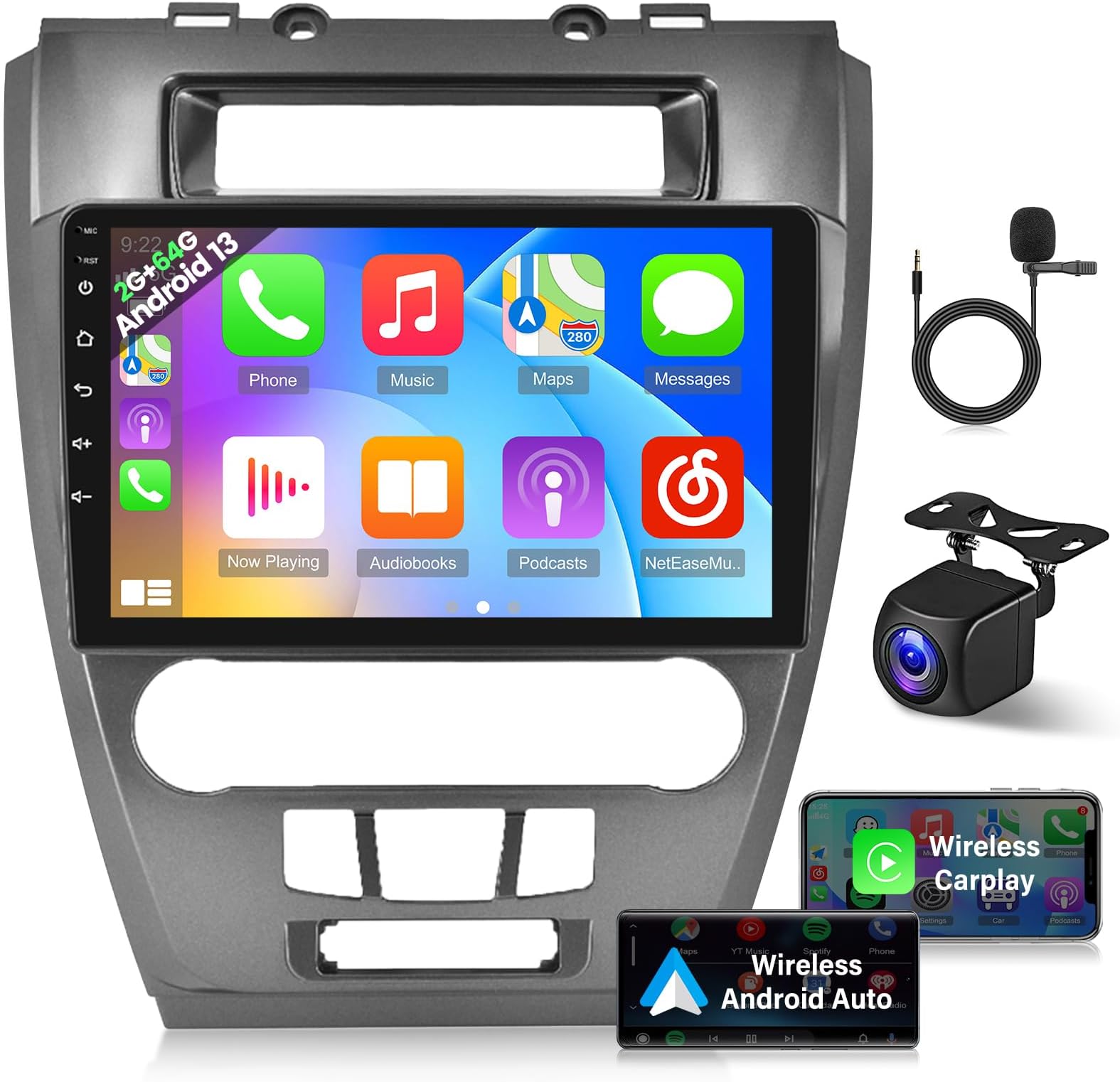 Amazon.com: 2+64G Car Radio for Ford Fusion Mondeo Mustang 2009 2010 ...