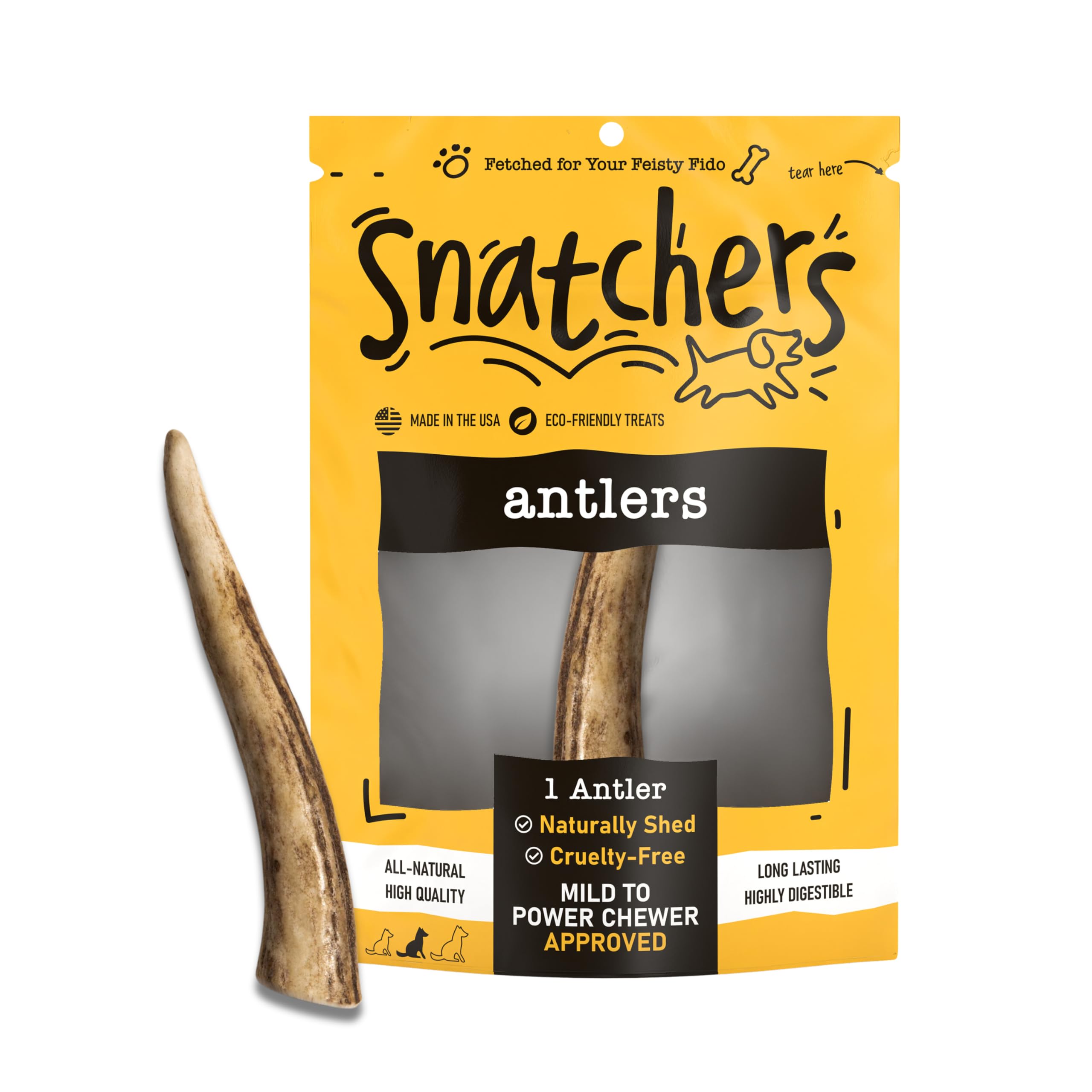 Amazon.com : Snatchers Deer Antlers for Mild to Aggressive Chewers ...