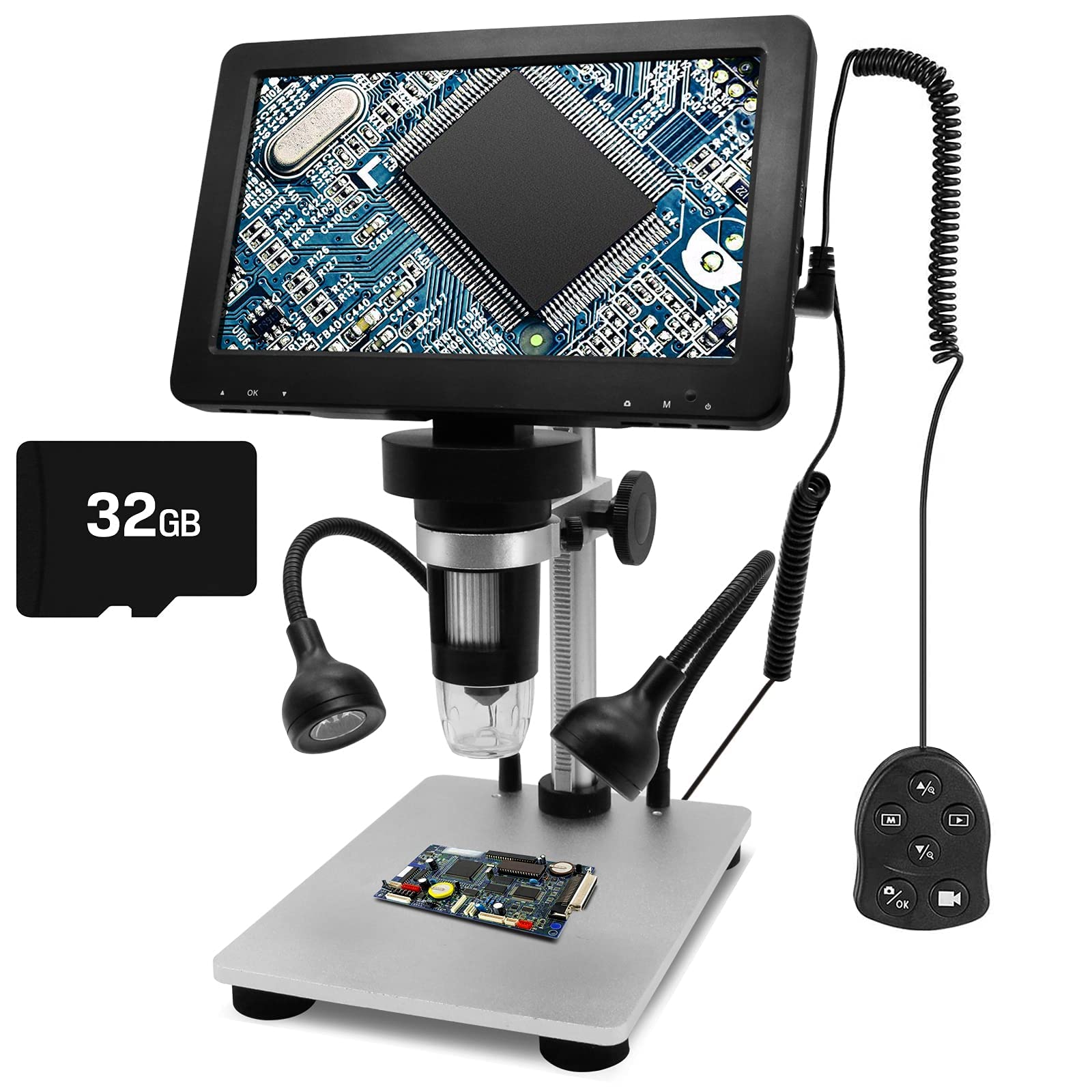 7Inch LCD Digital Microscope 1200X 12MP Camera Sensor LED Fill Lights ...