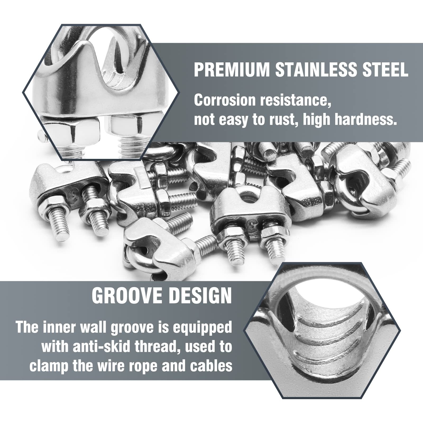 Snapklik.com : Cionyce 10 Pack Saddle Clamp 3/16 Inch Wire Cable Clamps ...