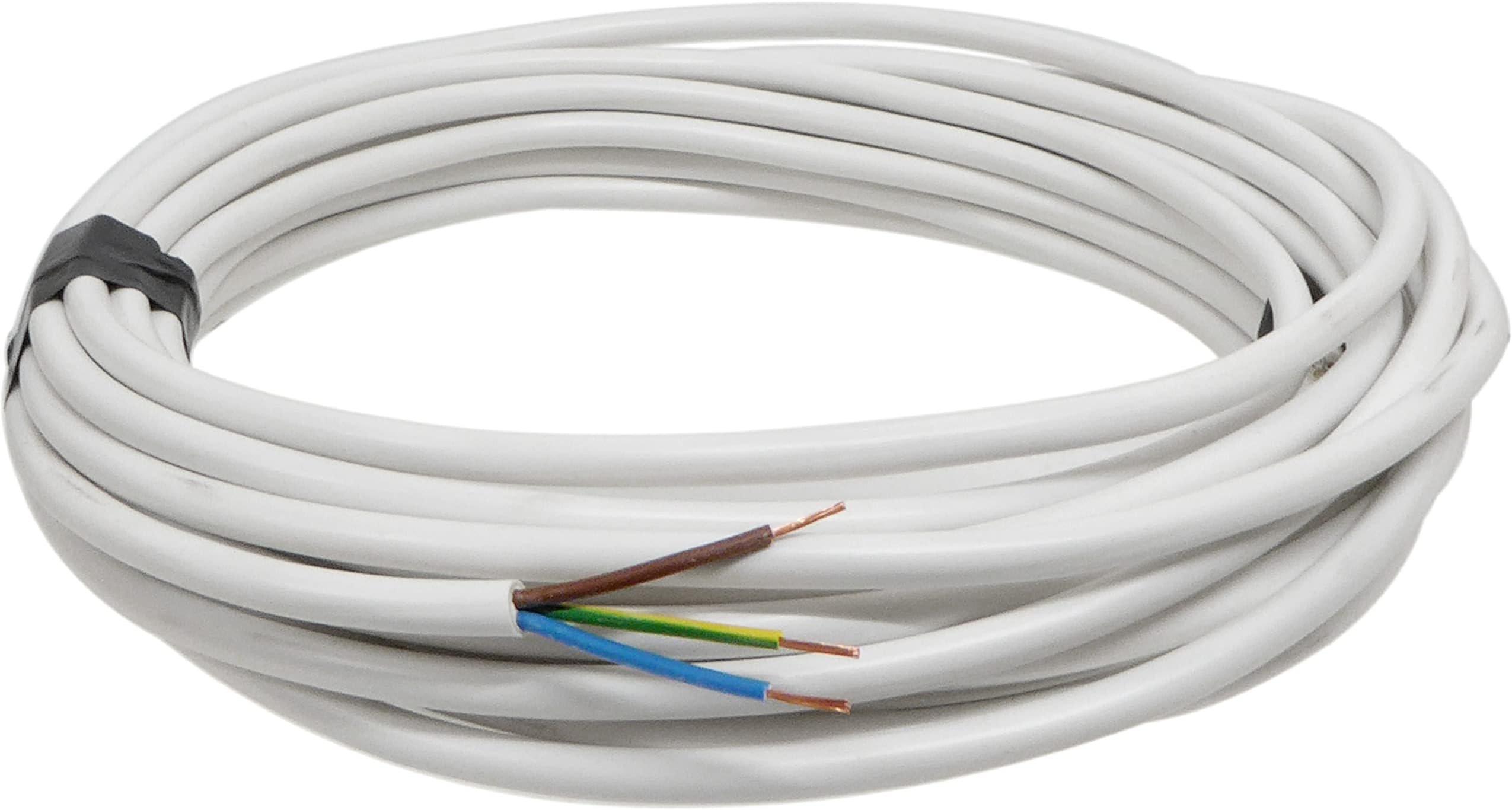 Merriway BH01453 3-Core Round Flex Cable, 2183Y 0.5mm White, 5 Metres ...