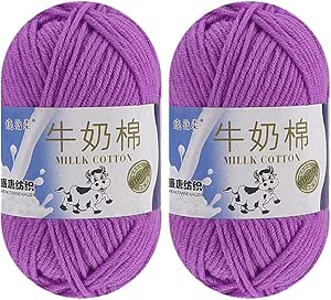 Amazon.com: Generic 2 Rolls Soft Milk Cotton Yarn Skeins Wool Yarn for ...