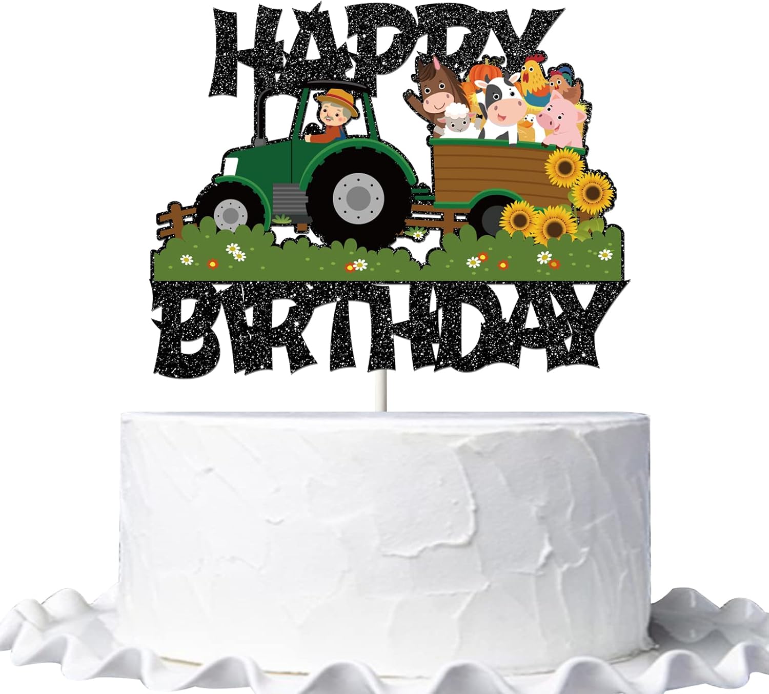 Amazon.com: Farm Theme Happy Birthday Cake Topper, Rural Style Birthday ...