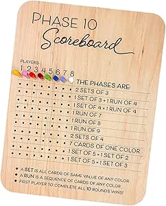 Amazon.com : TecfdAssist Phase 10 Score Board, Wooden Phase 10 ...