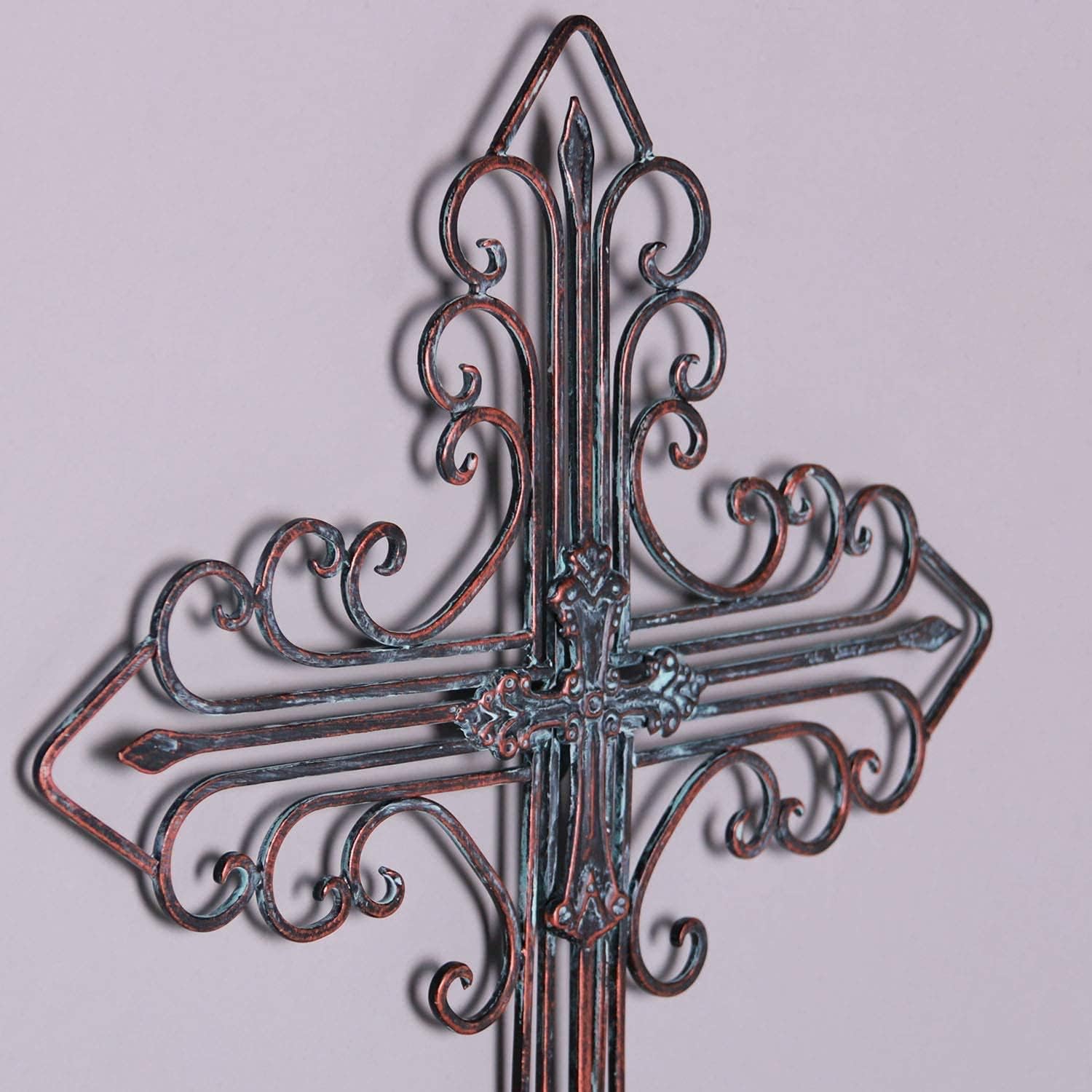 Amazon.com: Yamfurvo Antique Wall Mount Layered Cross, Metal Scrolled ...