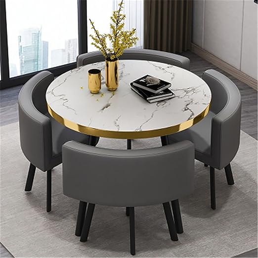 Amazon.com - OCAZI Kitchen Dining Table Set Round Breakfast Bar Round ...