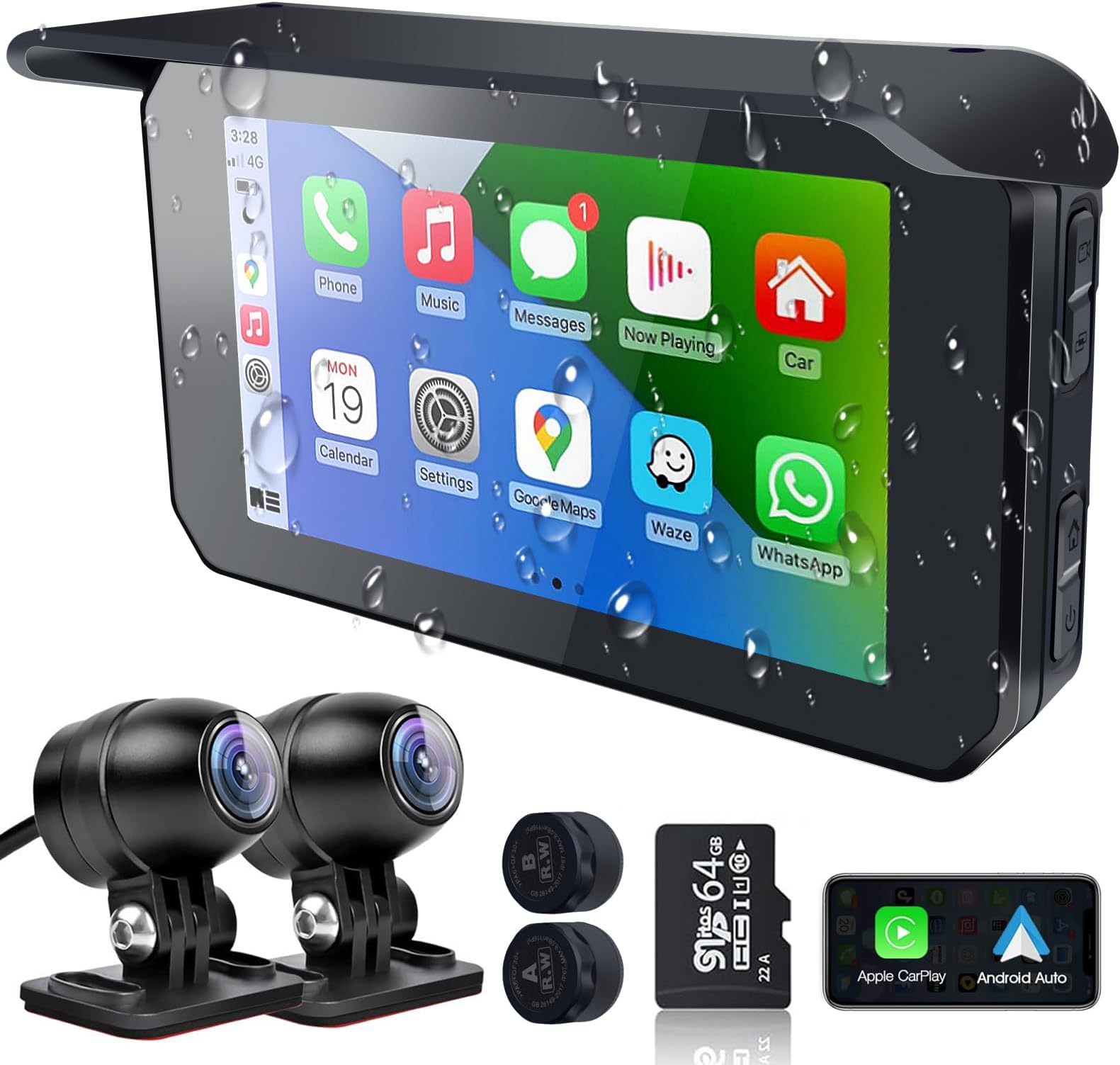 Amazon.com: LBW Premium Motorcycle DVR: Wireless Apple Carplay ...