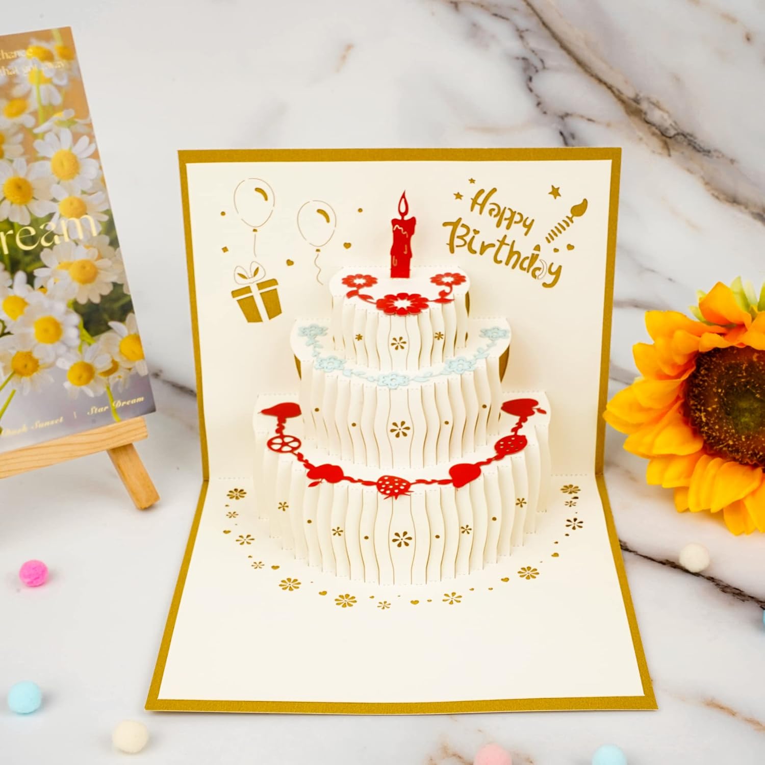 Amazon.com : 3D Happy Birthday Pop Up Cards, Cute Fruits Birthday Cake ...