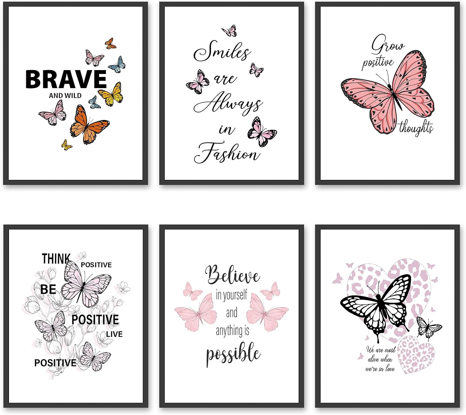 Amazon.com: YIXIHOMPT Inspirational Butterfly Wall Art Canvas Prints ...