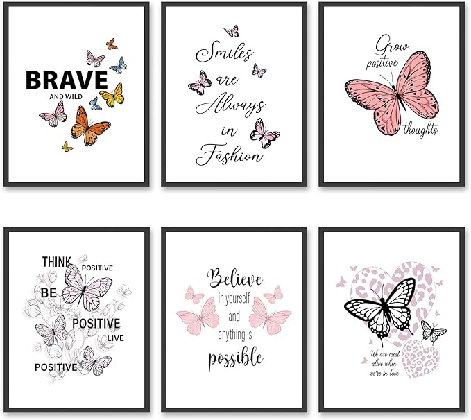 Amazon.com: YIXIHOMPT Inspirational Butterfly Wall Art Canvas Prints ...