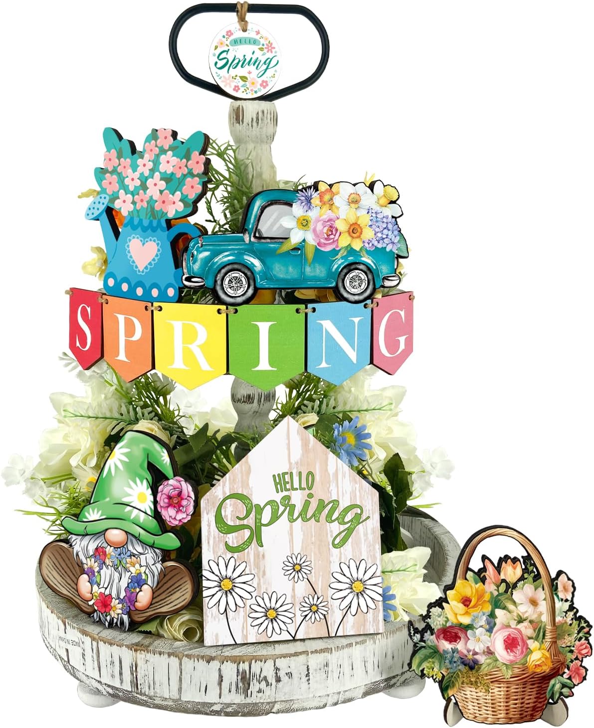 Amazon.com: 14-Pack Spring Tiered Tray Decor Set Spring Wooden Sign ...