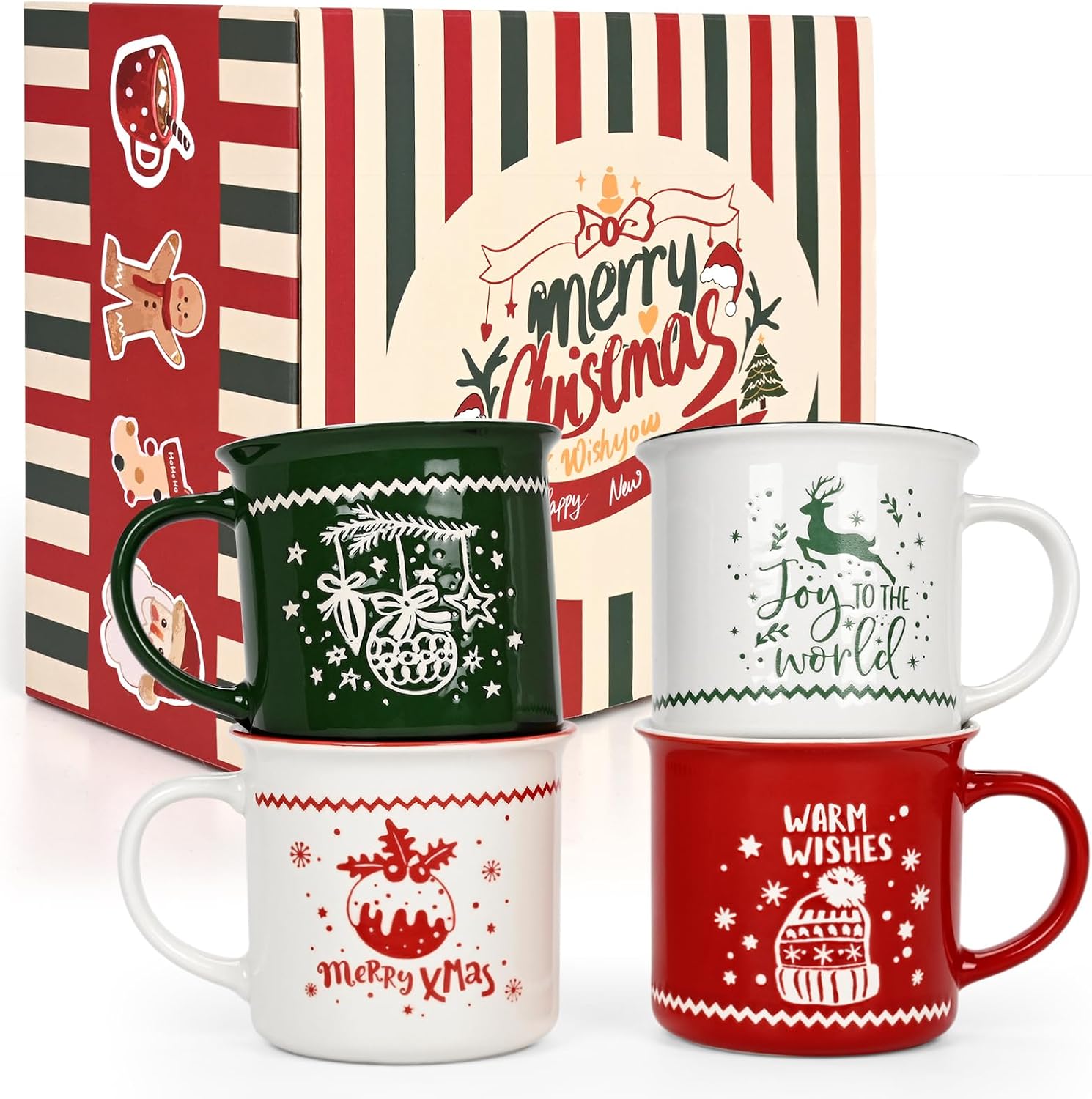 Amazon.com | Homlouue Christmas Mugs, Christmas Mugs Set of 4 ...