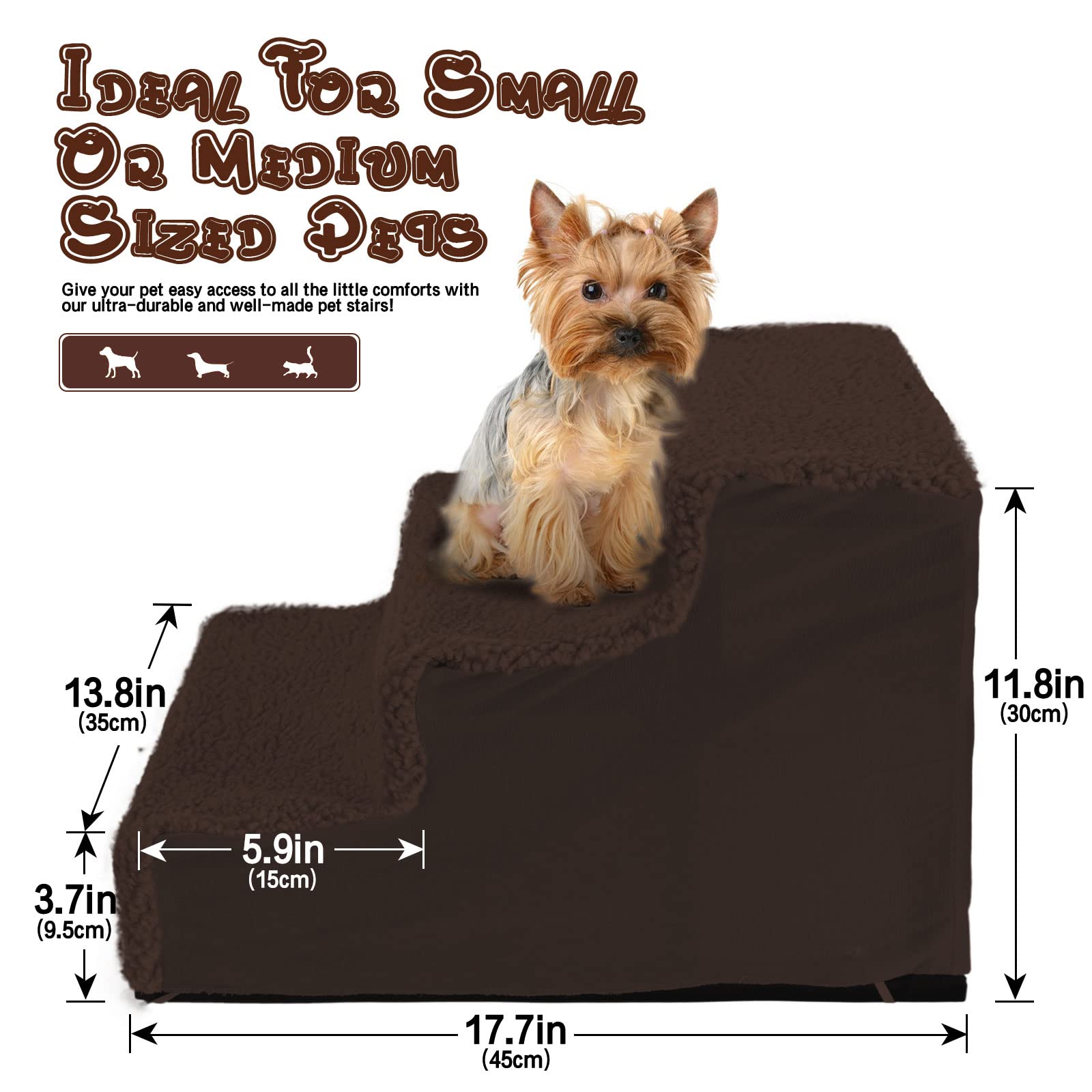 Topmart Plastic Dog Stairs Steps for Small Dogs & Cats,Non-Slip 3 Tiers ...
