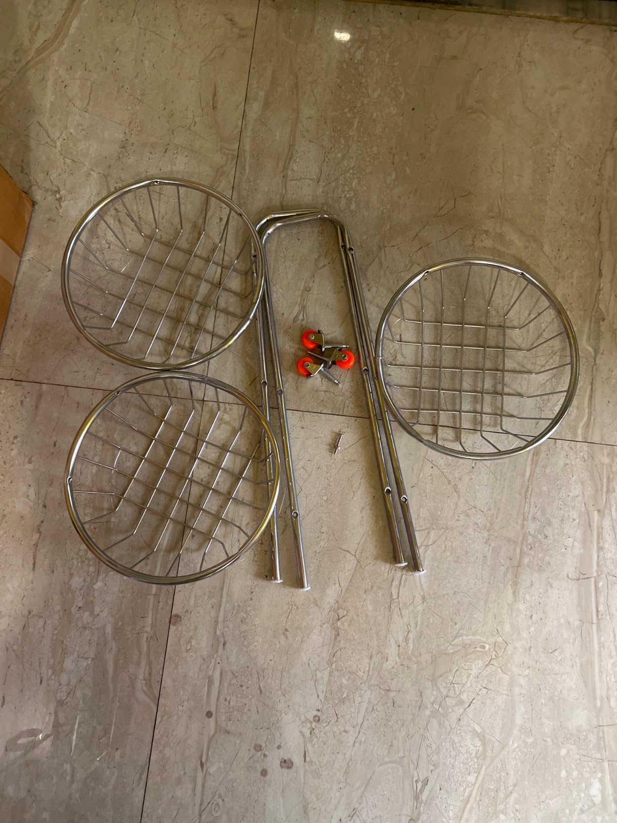Conex Stainless Steel 3 Tier Kitchen Trolley Rack Round Pattern, Fruit ...