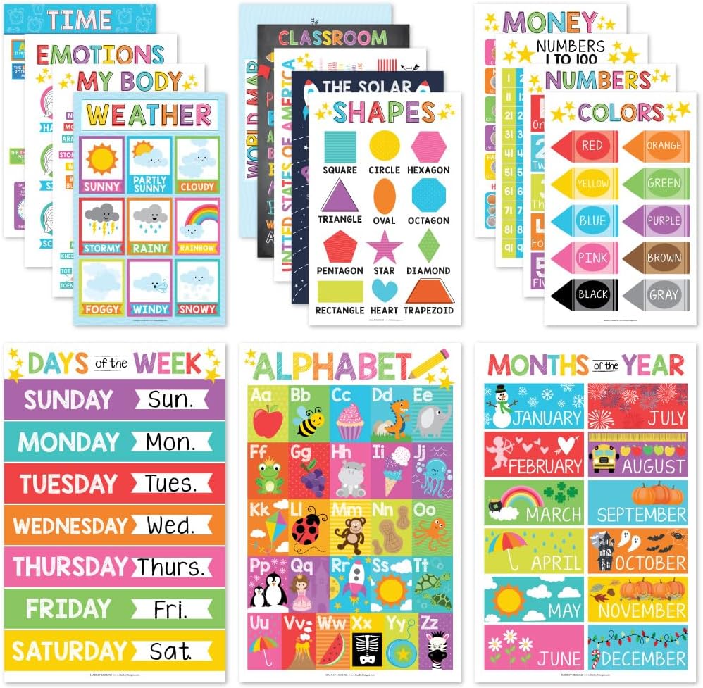 Amazon.com: Hadley Designs 16 Educational Posters for Classroom ...