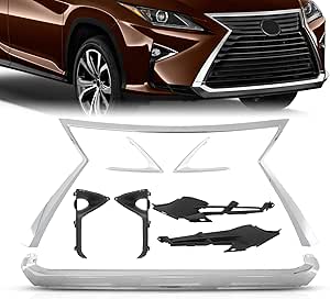 Amazon.com: KARPAL Front Upper & Lower Grille Molding + Fog Light ...