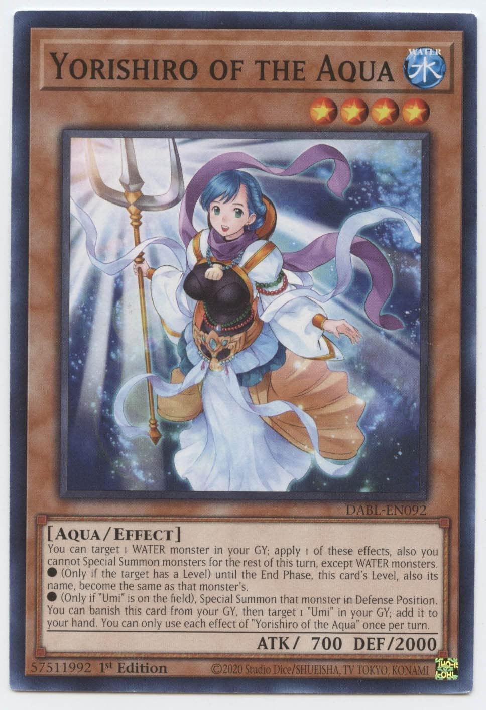 Amazon.com: Yu-Gi-Oh! Yorishiro of The Aqua - DABL-EN092 - Common - 1st ...