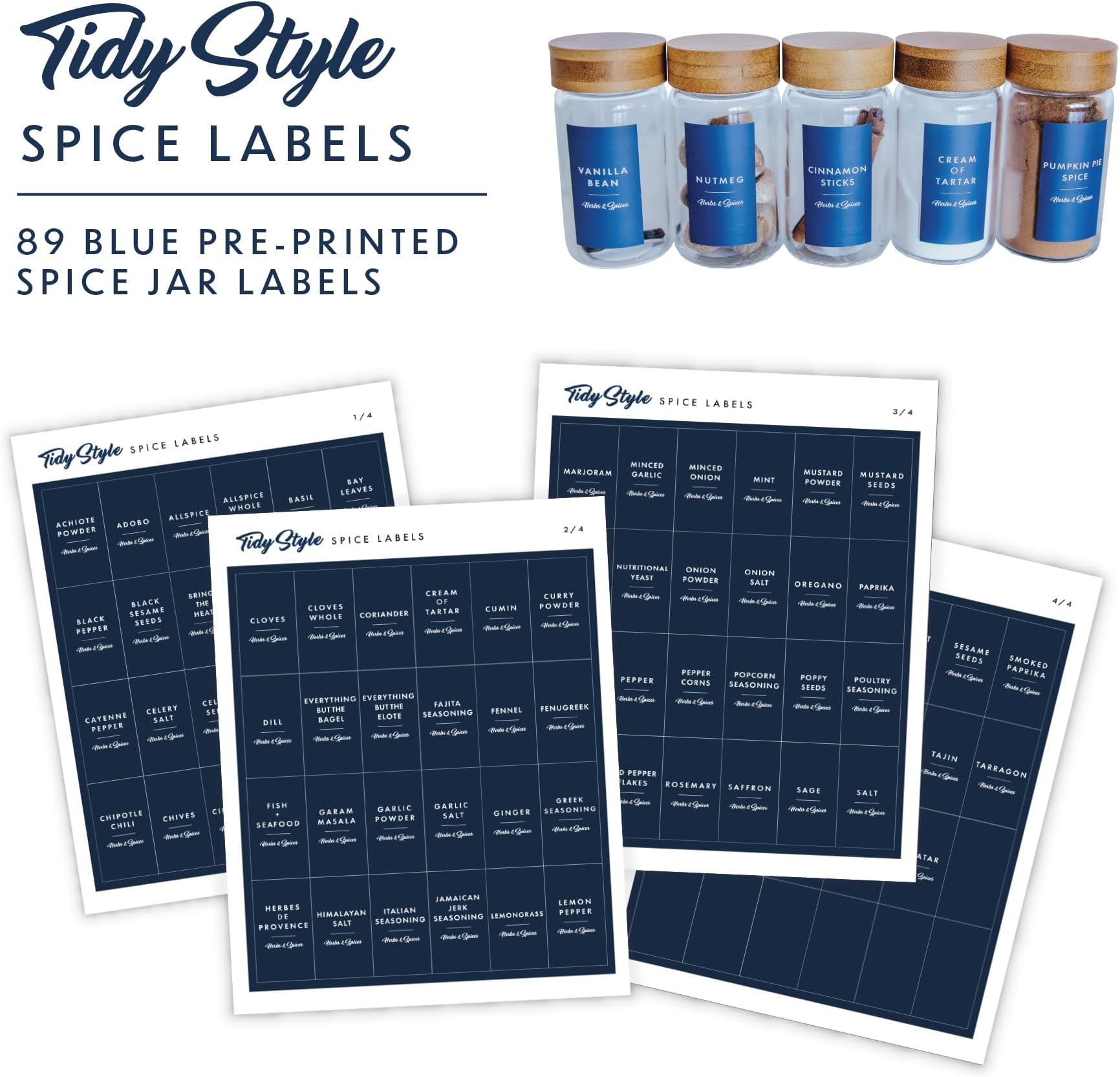 Amazon.com: Minimalist Labels for Spice Jars (White, Black, or Navy ...