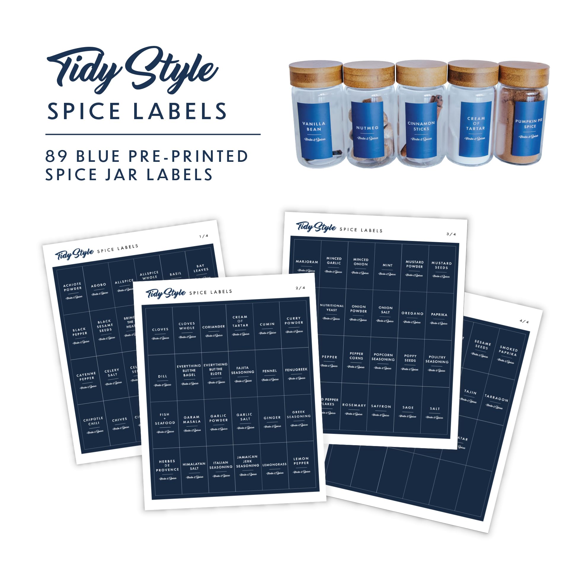 Amazon.com: Minimalist Spice Jar Labels - 89 Preprinted Label Stickers ...