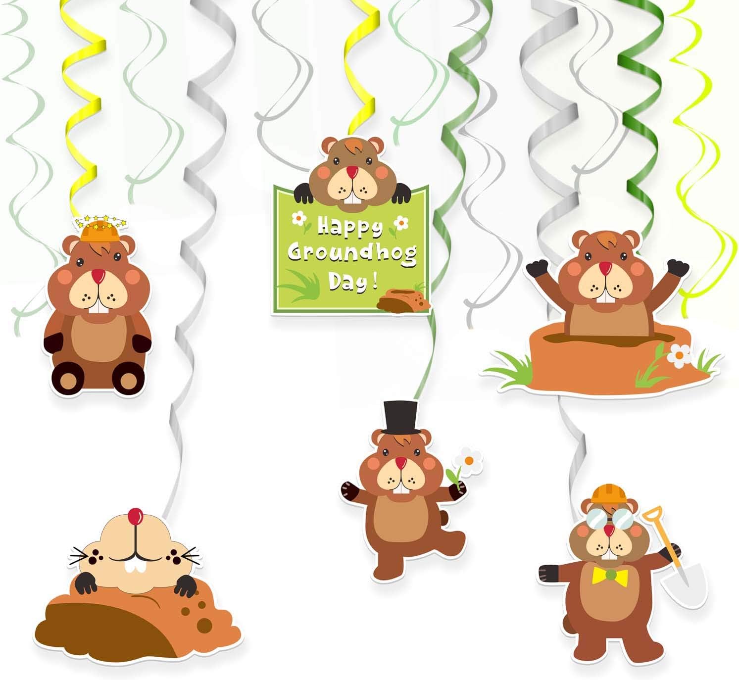 Amazon.com: HOWAF Groundhog Day Decorations Backdrop Banner, Happy ...