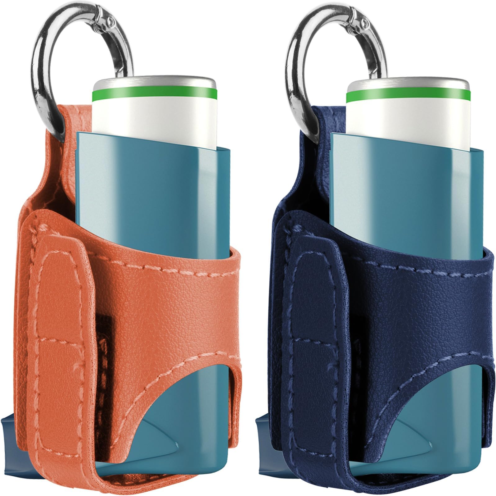 Amazon.com: Beautyflier 2PCS Asthma Inhaler Holder Keychain PU Leather ...