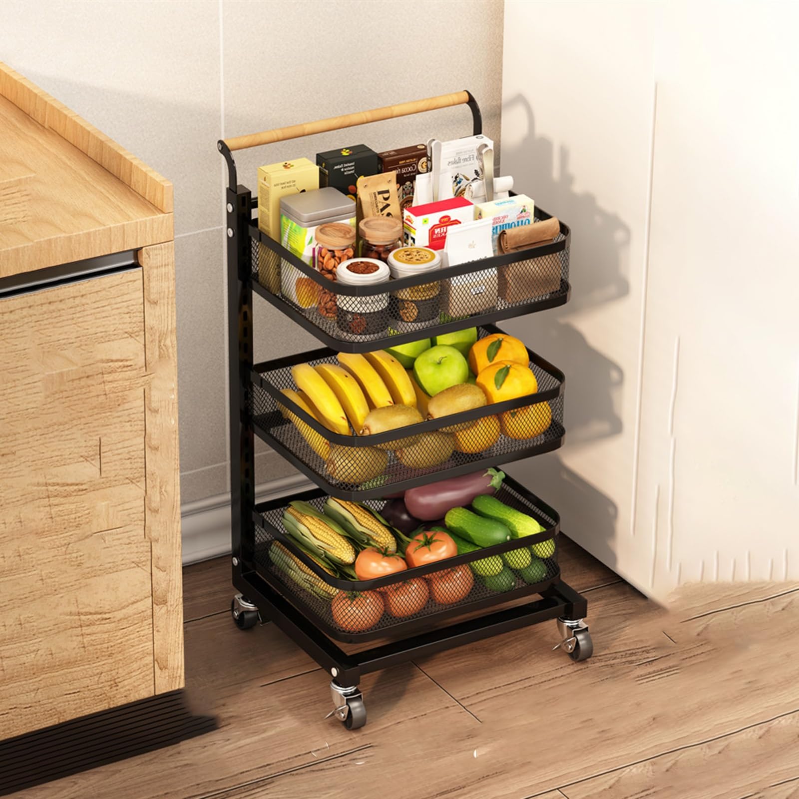 Rolling Pantry Organizer Net) Modern Home 4 Tier Narrow Sliding