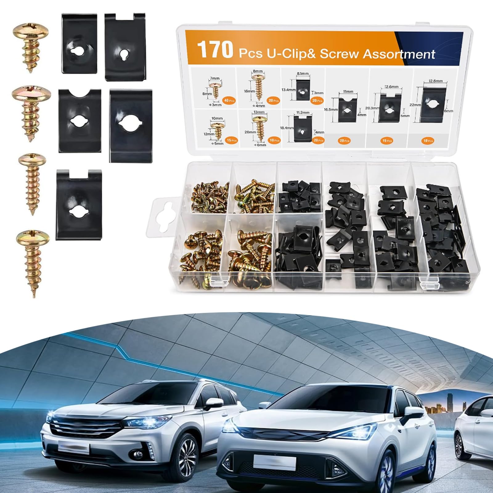 Snapklik.com : Fasebeek Pack Of 170 Metal U Clips Kit, Car Replacement ...