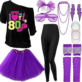Amazon.com: GDXINYES 80s Outfits for Women The 80's Costume Accessories ...