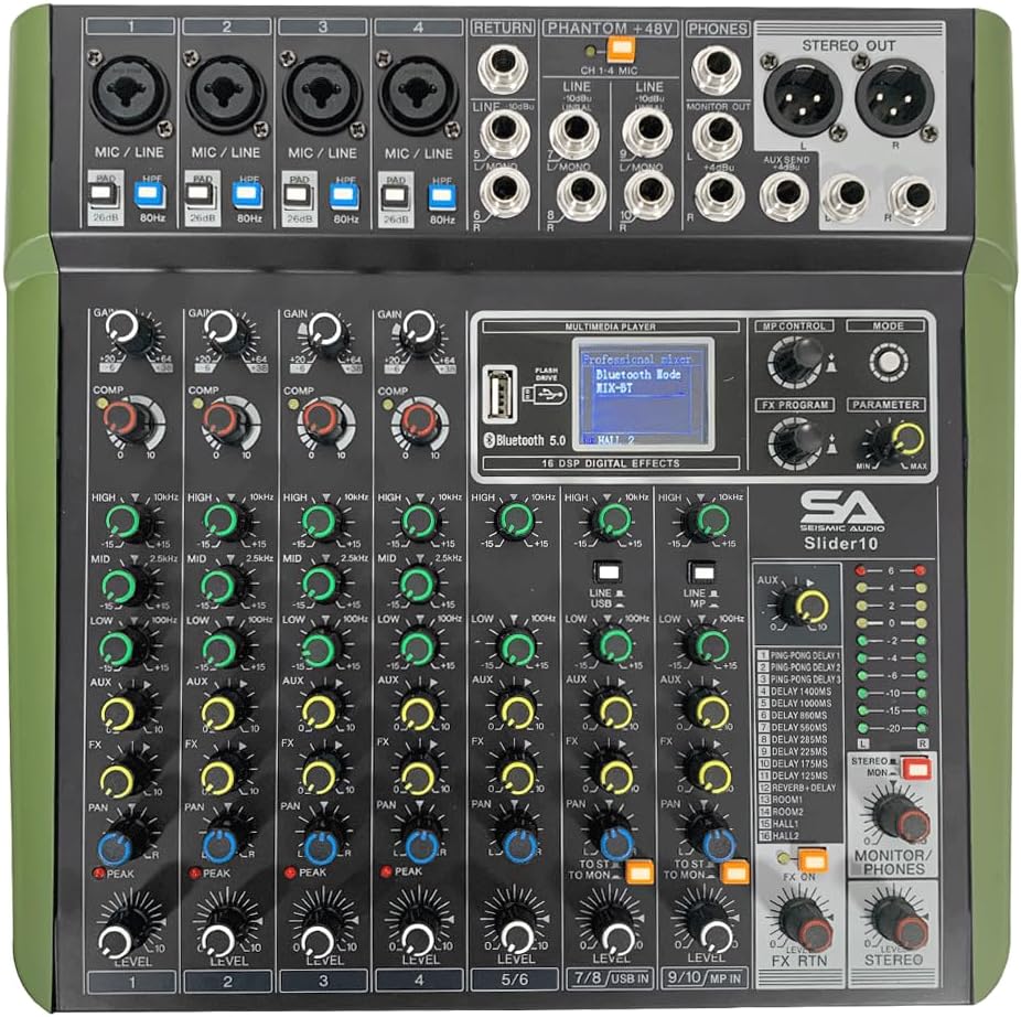 Amazon.com: Seismic Audio - Slider10-10 Channel Mixer Console with ...